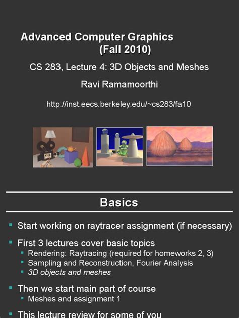 Advanced Computer Graphics Fall 2010 Pdf 3 D Modeling 3 D