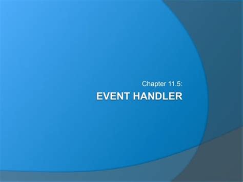 Event Handling In Java Ppt