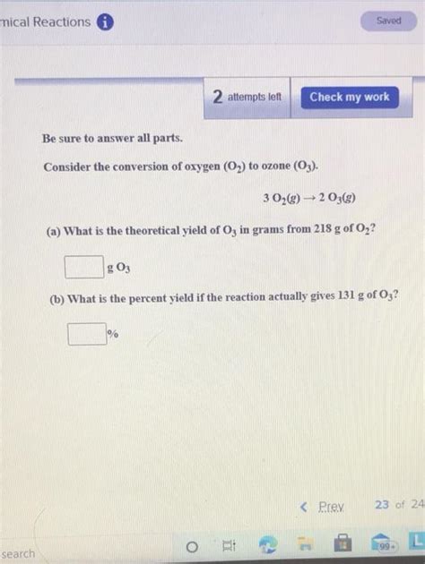 Solved Mical Reactions Saved Attempts Left Check My Work Chegg Com