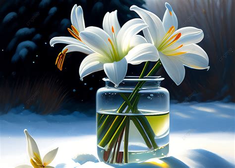 흰 백합 꽃 인공 지능 디지털 아트웍 배경 흰 백합 꽃 렌더링 흰 백합 꽃 인공 지능 작품 백합 배경 일러스트 및 사진 무료 다운로드 Pngtree