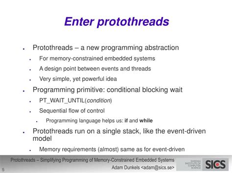 Ppt Protothreads Simplifying Programming Of Memory Constrained Embedded Systems Powerpoint