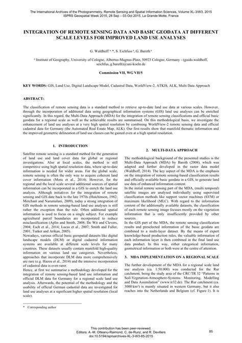 PDF INTEGRATION OF REMOTE SENSING DATA AND BASIC GEODATA AT DIFFERENT SCALE LEVELS FOR
