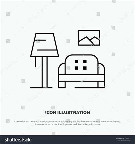 Lump Room Sofa Gallery Vector Line Stock Vector Royalty Free