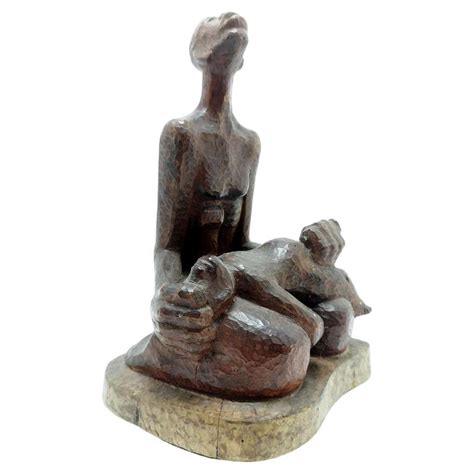 Abstract Hand Carved Wooden Sculpture By Artist Feldman 1970s For
