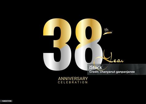 38 주년 기념 금색과 은색 벡터 템플릿 38 숫자 로고 디자인 38 번째 생일 로고 로고 타입 기념일 축하를위한 벡터 기념일 포스터 초대장 0명에 대한 스톡 벡터 아트 및