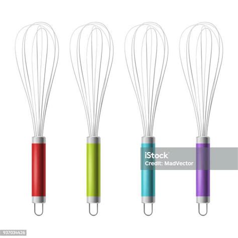 벡터 현실적인 3 차원 금속 와이어 철강 털 아이콘 설정 흰색 배경에 고립의 근접 촬영 요리 기구 달걀 때리는 그래픽 디자인 서식 파일 이랑 3차원 형태에 대한 스톡 벡터