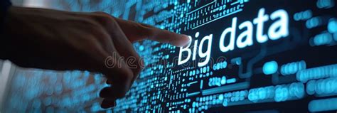 Hand Interact With Illuminated Big Data Display Human Element In Data