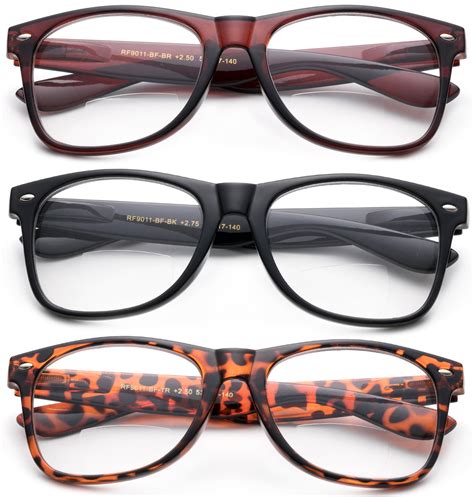 3 Pack Oversized Big Frame Bifocal Lens Men Reading Glasses Black