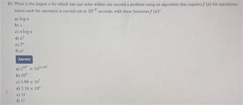 Solved 15 What Is The Largest N For Which One Can Solve