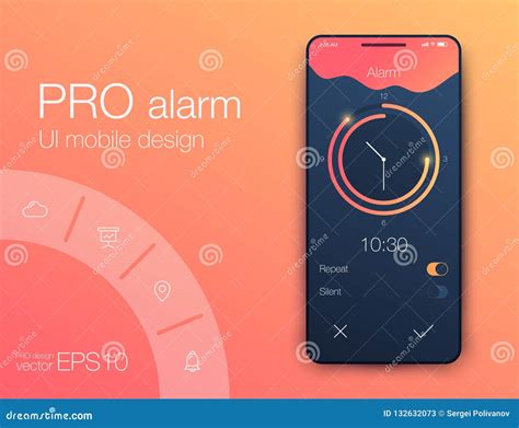 Clock Application Ui Design Concept Vector Eps 10 Stock Vector