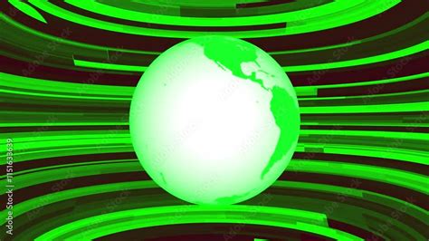 International News Background Animation Green Color D Rotated Earth Technology News Animated