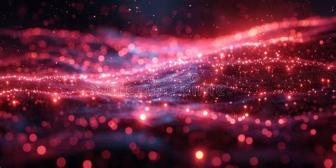 Abstract Waves Of Glowing Red Particles Creating A Dynamic And Futuristic Digital Landscape
