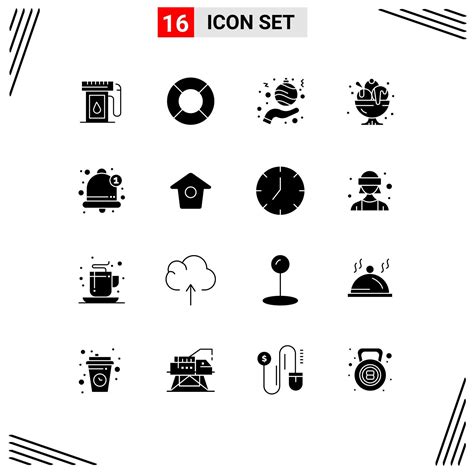 set of 16 modern ui icons symbols signs for bell sweet christmas party dessert editable vector
