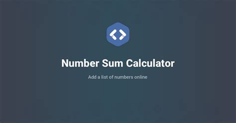 Number Sum Calculator Add Numbers Online