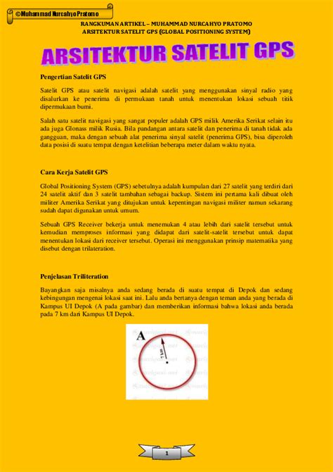 Pdf Arsitektur Satelit Gps Global Positioning System