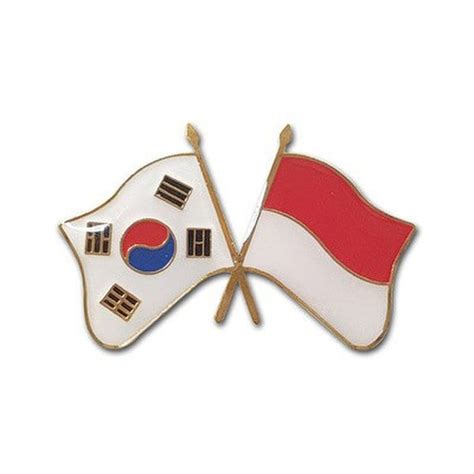 세계각국의 휘날리는 국기교차뺏지 한국 인도네시아 SSG