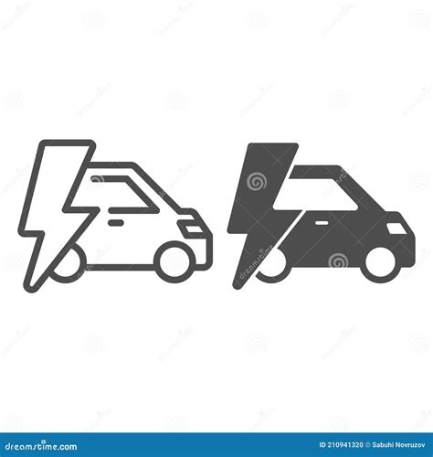 Auto En Blikseminkel En Stevig Pictogram Elektrische Auto Concept Elektrisch Autologo Op Witte