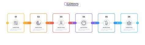 개발 벡터 인포그래픽 요소를 위한 비즈니스 파트너십 6개의 단계 옵션 또는 프로세스를 위한 가는 선 직사각형 요소 시각적 데이터 표현 구성 요소 0명에 대한 스톡 벡터 아트