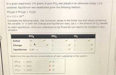 Solved In A Given Experiment 174 Grams Of Pure PCl5 Was Chegg Com