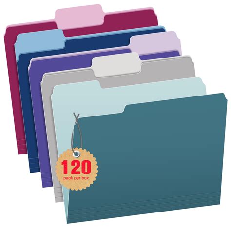 120 Pack Two Tone Color File Folders 8 5 X 11 Inch 1 3 Cut Tab File Folder