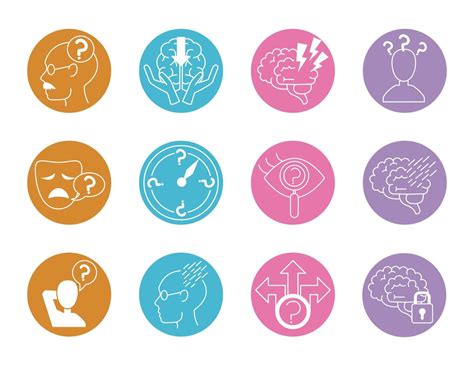 Alzheimer Disease Decrease In Mental Human Ability Icons Set Line Style 4420276 Vector Art At