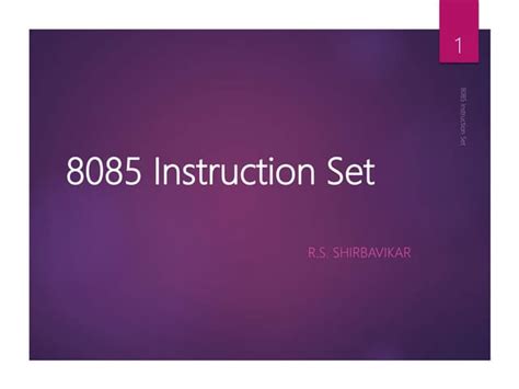 8085 Instruction Set Part 1 Ppt