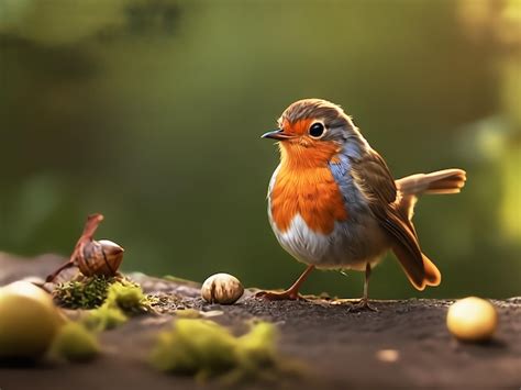 Premium Photo Cute European Robin During Daylight Generative Ai