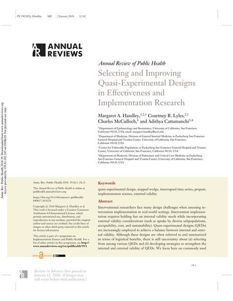 Pdf Selecting And Improving Quasi Experimental Designs In