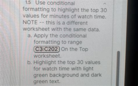 Get Answer 15 Use Conditional Formatting To Highlight The Top 30