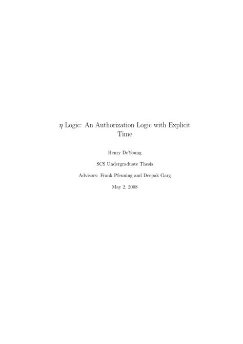 Pdf An Authorization Logic With Explicit Time