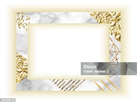 프레임 테두리 대리석 비즈니스 카드 또는 유행 최소한의 기하학적 스타일 골드 라인 질감 화강암 반짝이 프레임 벡터 초대 배경 템플릿 황금 텍스처 가리기에 대한 스톡 벡터