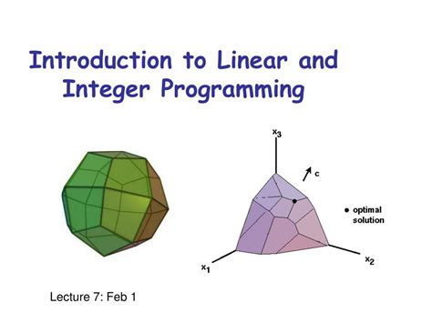 Ppt Introduction To Linear And Integer Programming Powerpoint