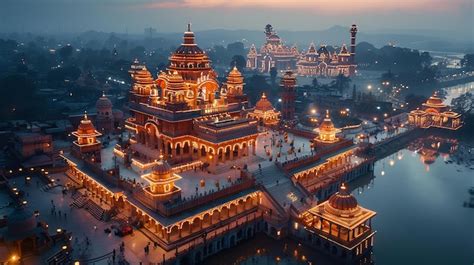 Premium Photo Ram Mandir Ayodhya Aerial Decorative View