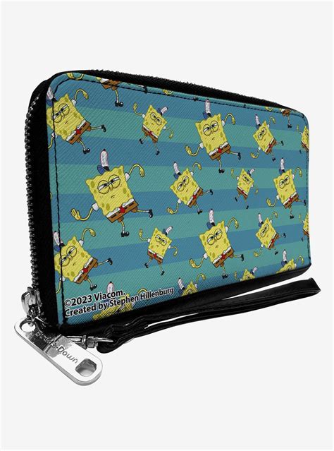 Tv Spongebob Squarepants Dancing Pose Scattered Zip Around Wallet At