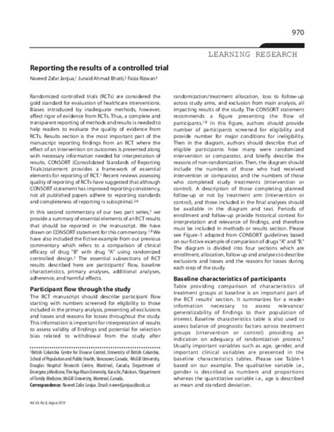 Pdf Reporting The Results Of A Controlled Trial