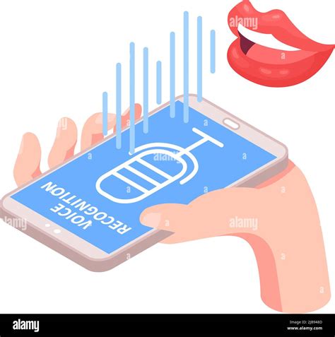 Isometric Biometric Identification With Voice Recognition Technology Icon 3d Vector Illustration