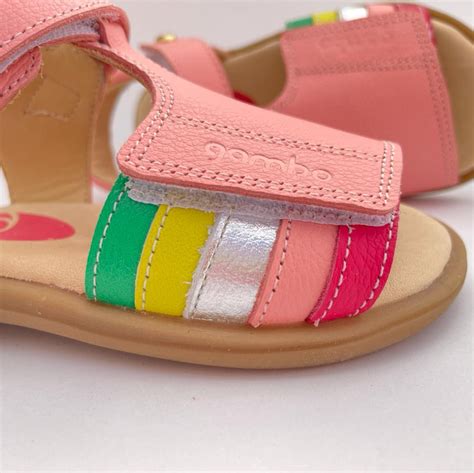 Sandália Infantil Menina Gambo Rosa Arco Íris Sapatos De Menina Calçados