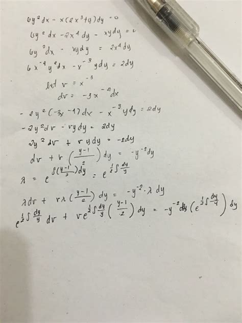 Solved Bernoullis Equation 6y2 Dx X2x3 Ydy 0