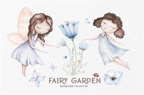 요정과 꽃 수채화 격리 된 아이 그림 소녀들을 위해 만화 핑크 마술 소녀 베이비 샤워 포스터 생일 축하 아이 카드 수채화에 대한