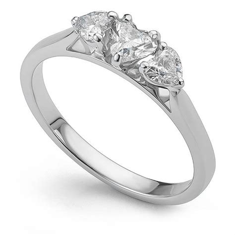 3 Stone Heart Diamond Ring Heart Trilogy Engagement Ring
