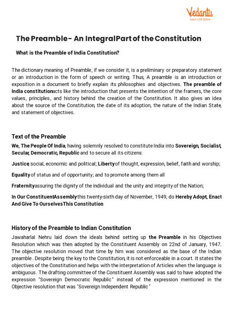 The Preamble An Integral Part Of The Constitution Pdf