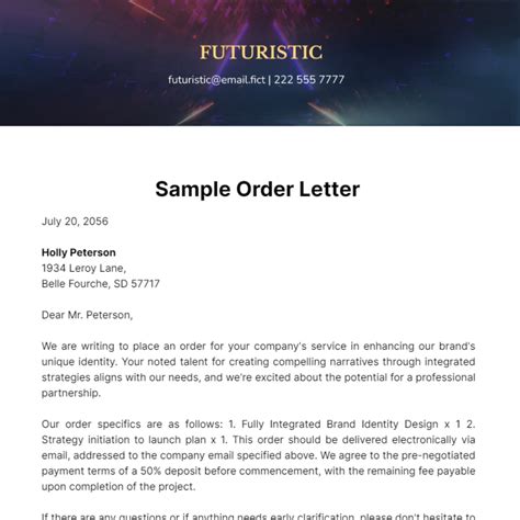 Free Order Letter Templates And Examples Edit Online And Download