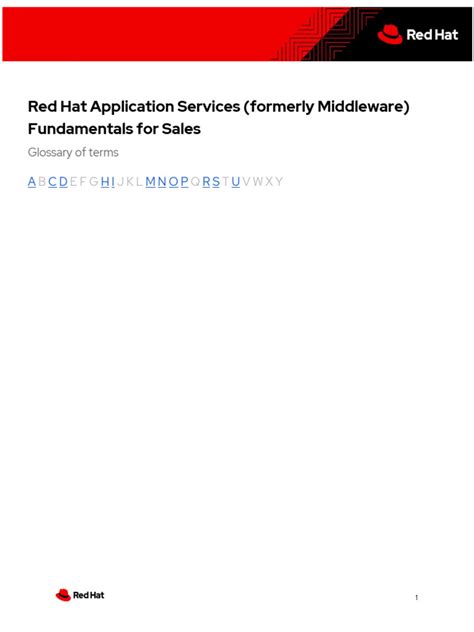 Red Hat Application Services Formerly Middleware Fundamentals For Sales Glossary Pdf Red