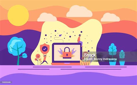 야외 그림에 데이터 보안의 현대 평면 디자인 개념입니다 배너 전단지 승진 마케팅 자료 온라인 광고 비즈니스 프리 젠 테이 션을 위한 현대 그림 개념적 개념에 대한 스톡 벡터