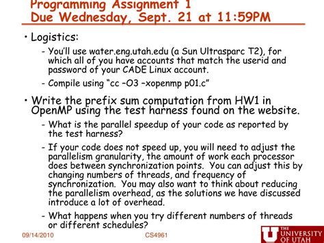 ppt cs4961 parallel programming lecture 7 introduction to simd mary