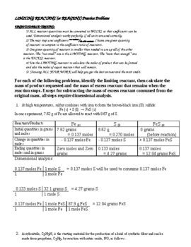 Limiting Reactant Problems With ICE Table By Organized Science By Lucy Organ