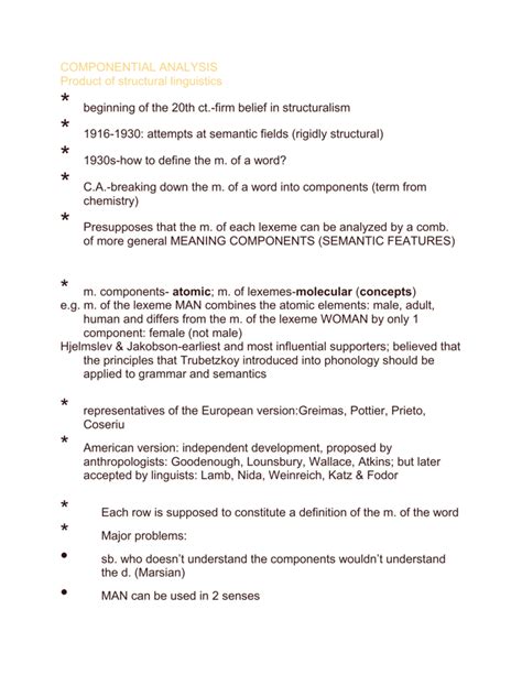 Define Componential Analysis