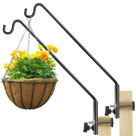 Erytlly 2 Packs Extended Rail Hook Fence Deck Bird Feeder Hook 360 Degree Rotary And Length