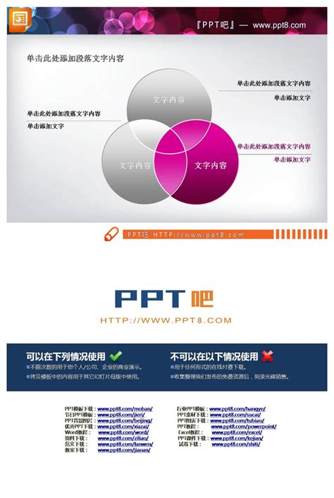 三圆相交关系ppt图表素材 关系图 Ppt吧