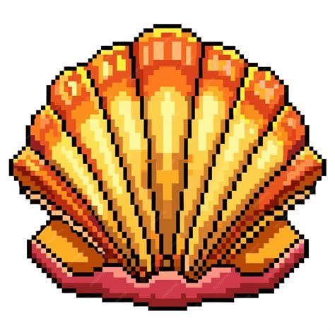 Colorful Pixel Art Seashell Illustration With Retro Gaming Aesthetic